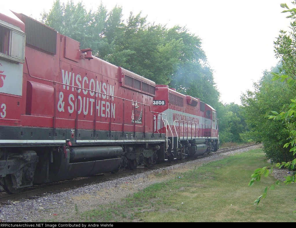 WSOR 2053 and 3808 heading towards Maple Bluff